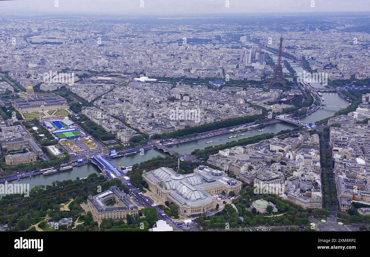 Paris, Paris, France. 26th July, 2024. A grab of a drone video released ...