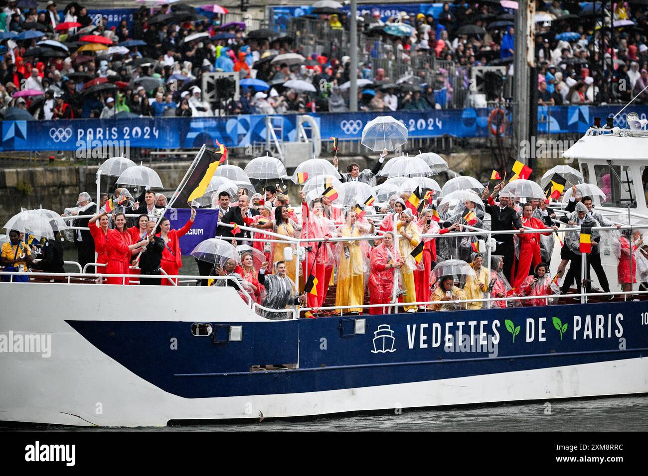 Paris, France. 26th July, 2024. Team Belgium pictured on the boat ...