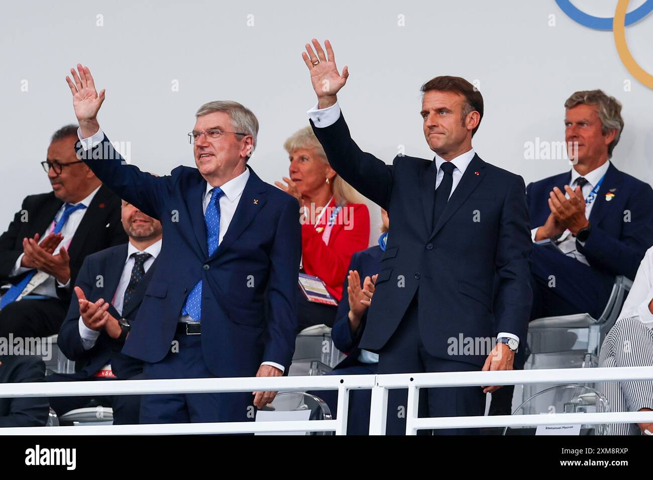 Thomas Bach (IOC Praesident), Emmanuel Macron (Staatspraesident der Franzoesischen Republik ...