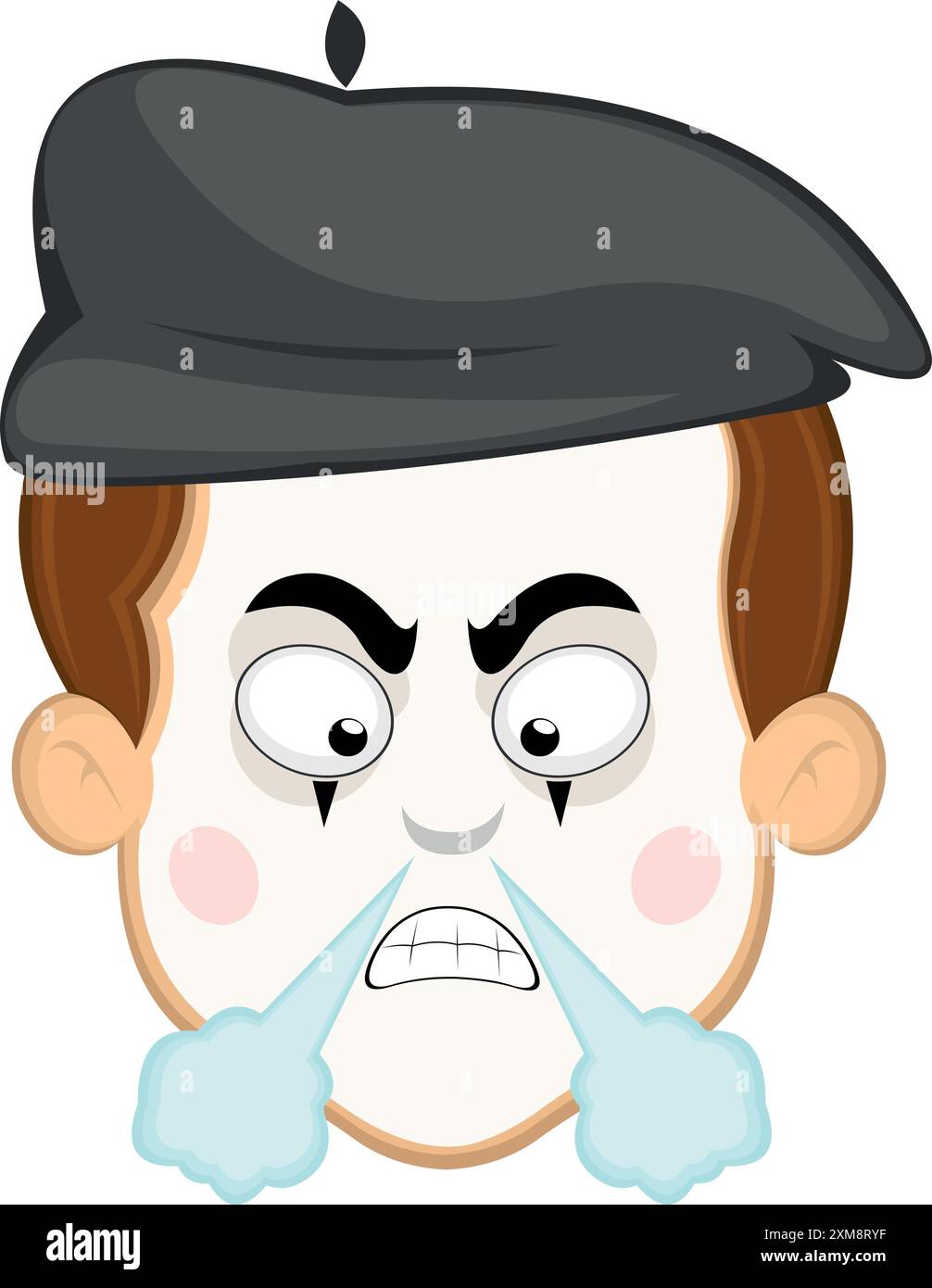 vector illustration face character of street artist mime cartoon, with ...