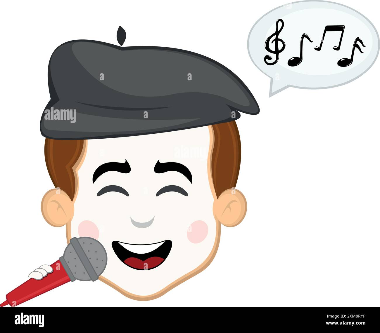 vector illustration face character of street artist mime cartoon ...