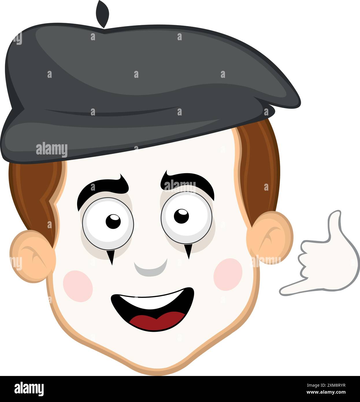 vector illustration face character of street artist mime cartoon ...