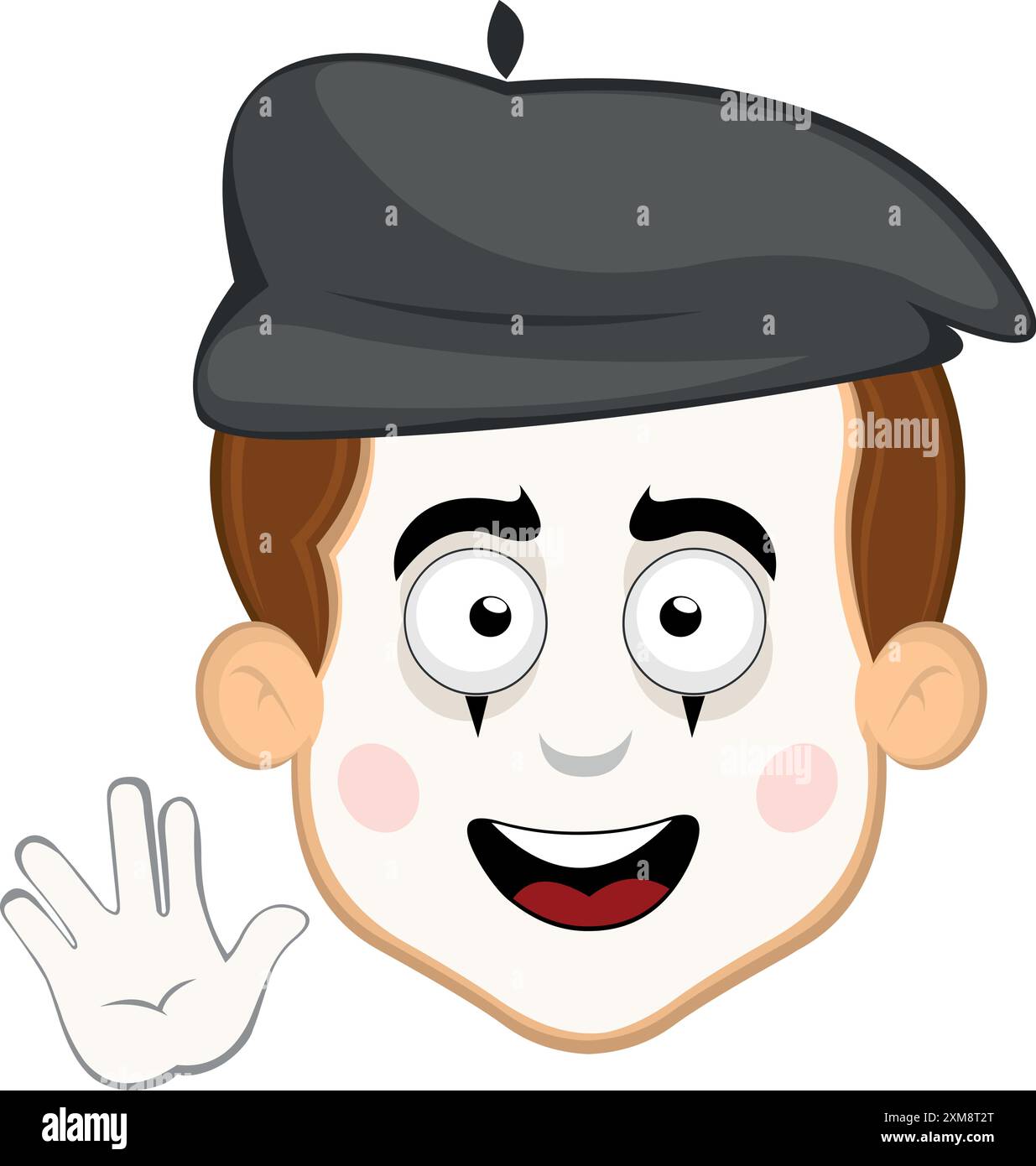 vector illustration face character of street artist mime cartoon, with ...