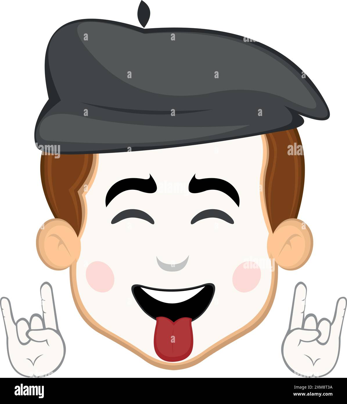 vector illustration face character of street artist mime cartoon ...