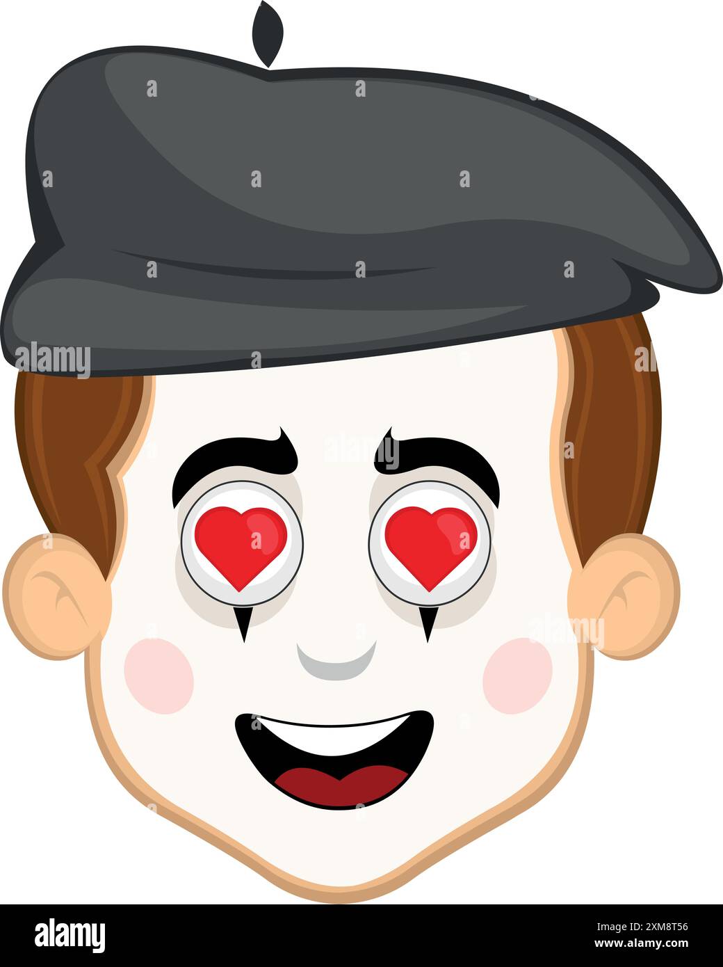 vector illustration face character of street artist mime cartoon, in ...