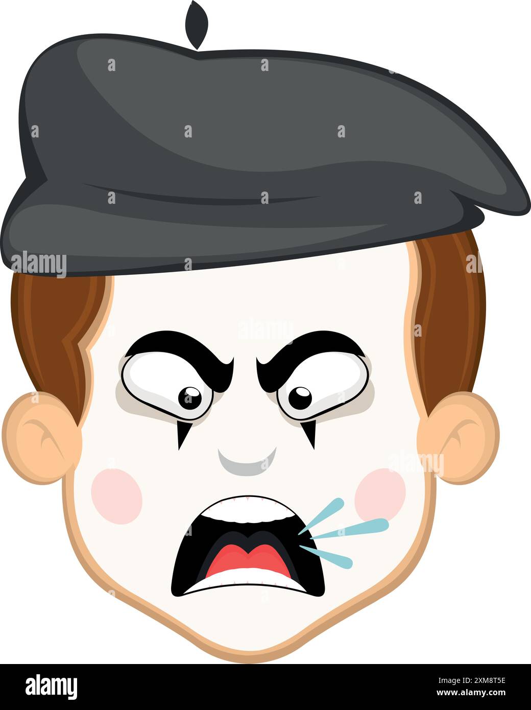 vector illustration face character of street artist mime cartoon, with ...
