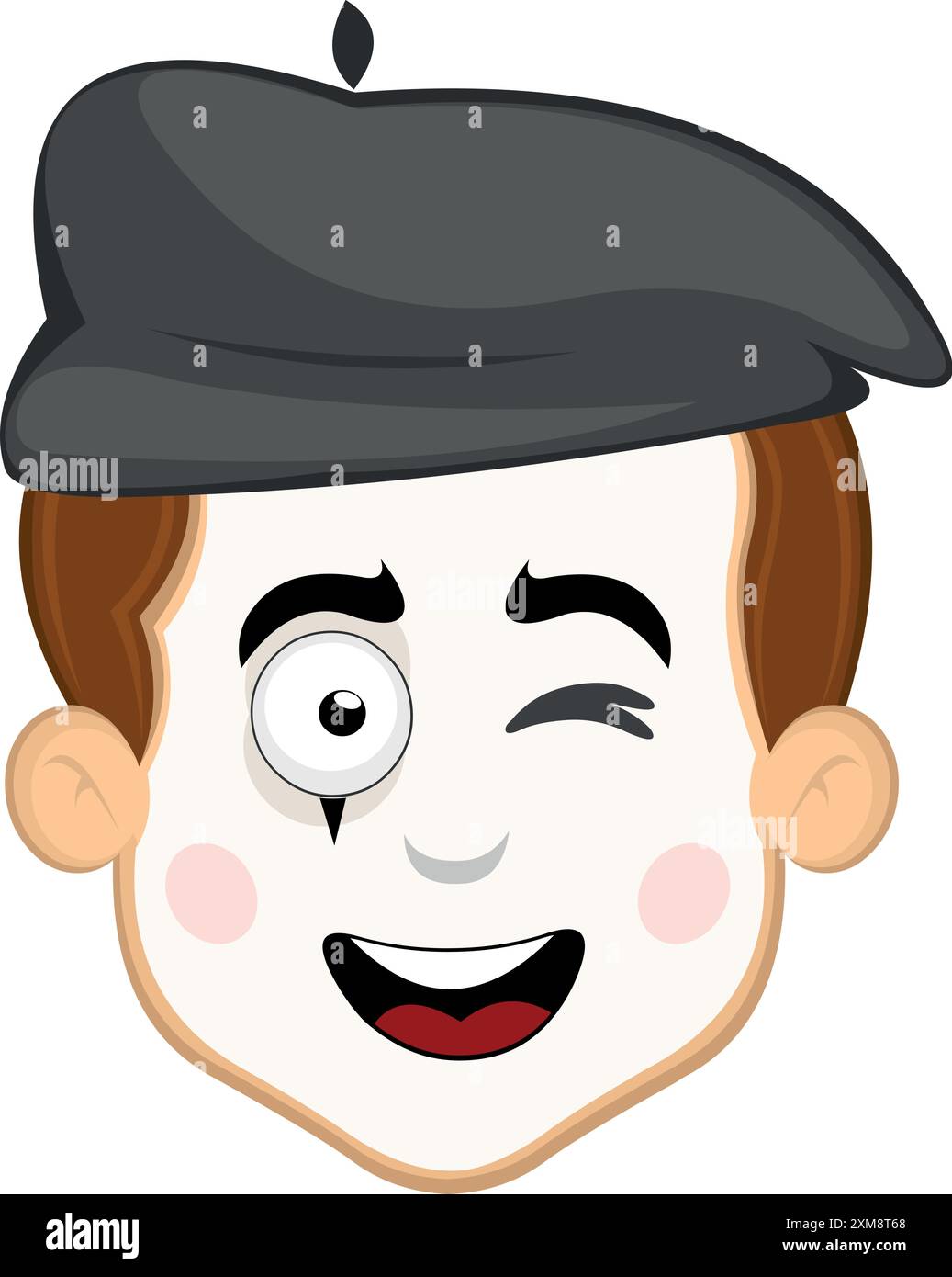 vector illustration face character of street artist mime cartoon, with ...