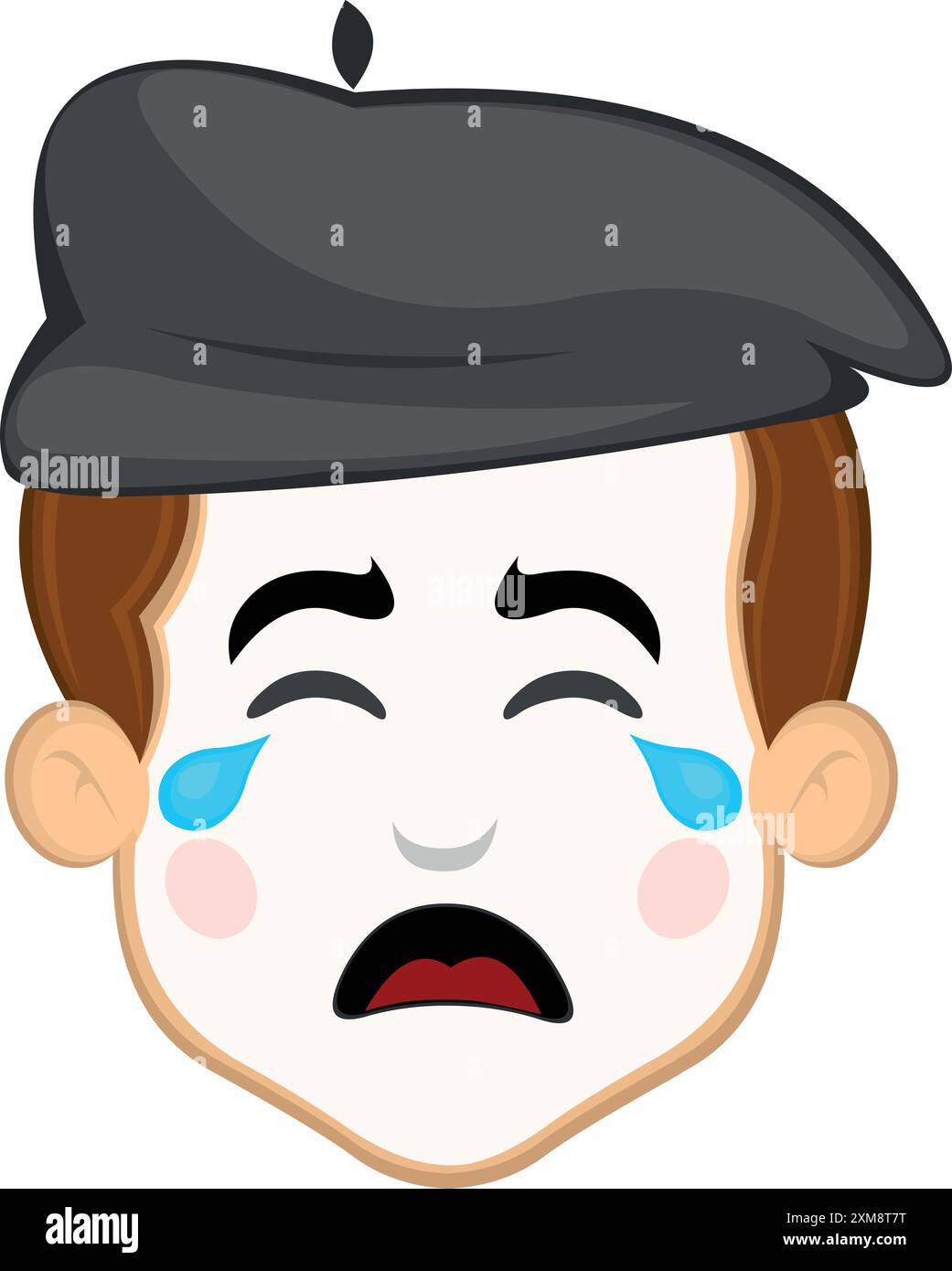 vector illustration face character of street artist mime cartoon crying ...