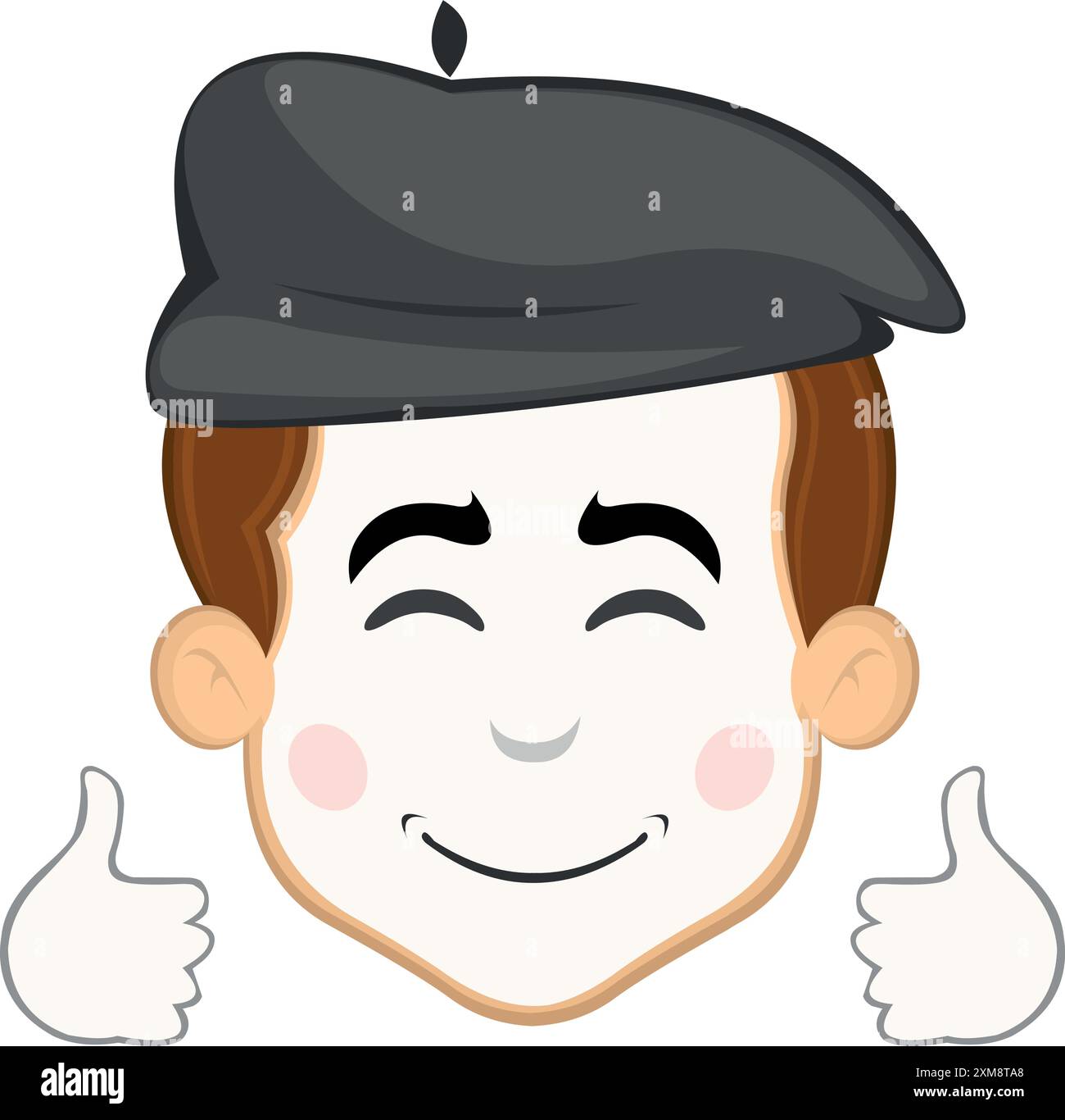vector illustration face character of street artist mime cartoon, with ...