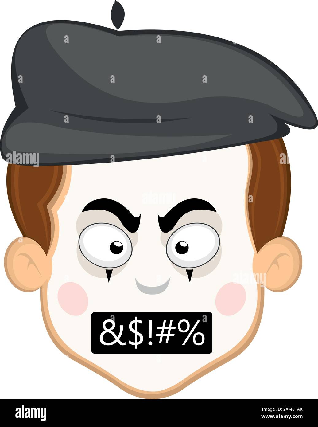 vector illustration face character of street artist mime cartoon, with ...