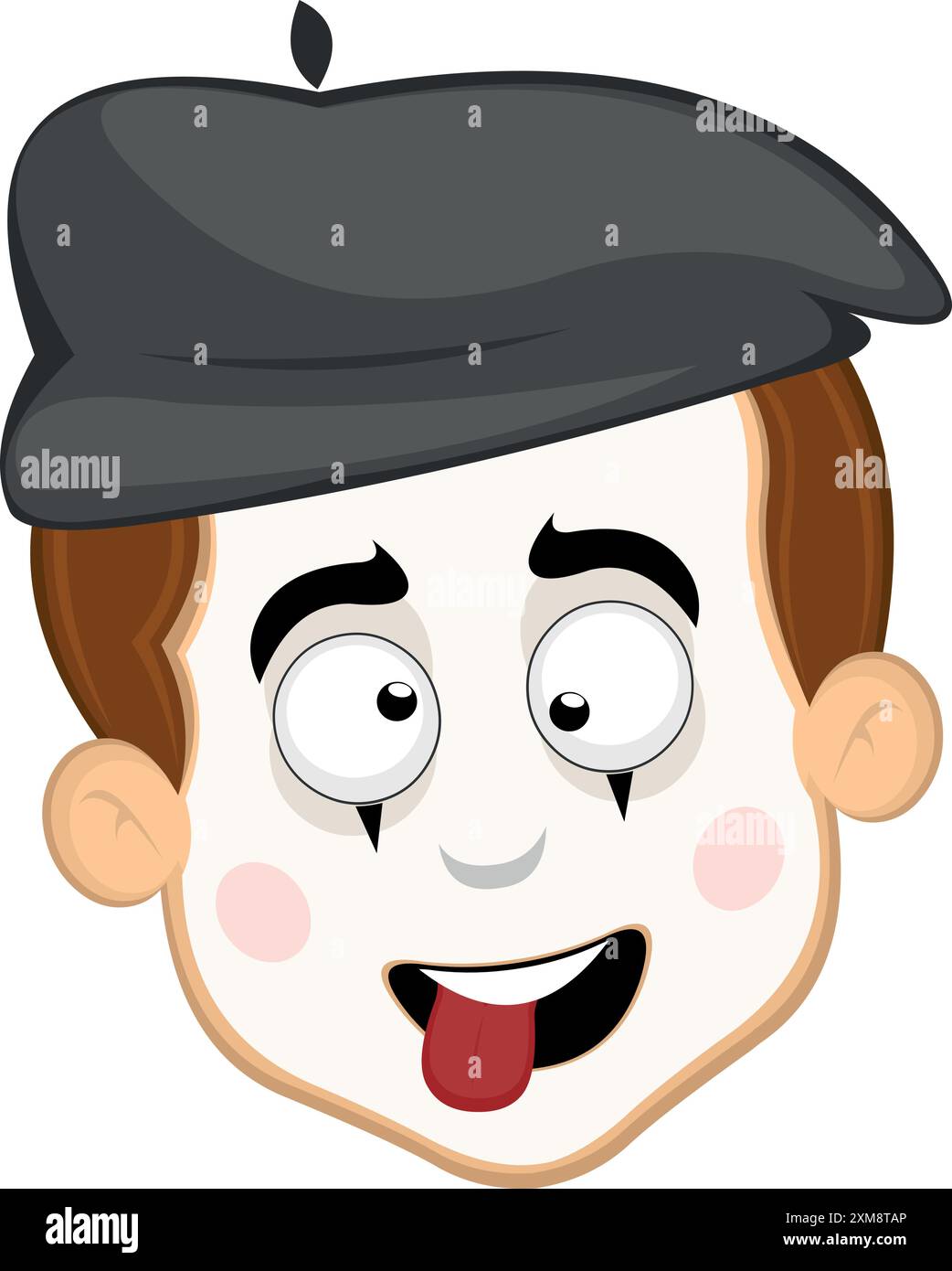 vector illustration face character of street artist mime cartoon ...