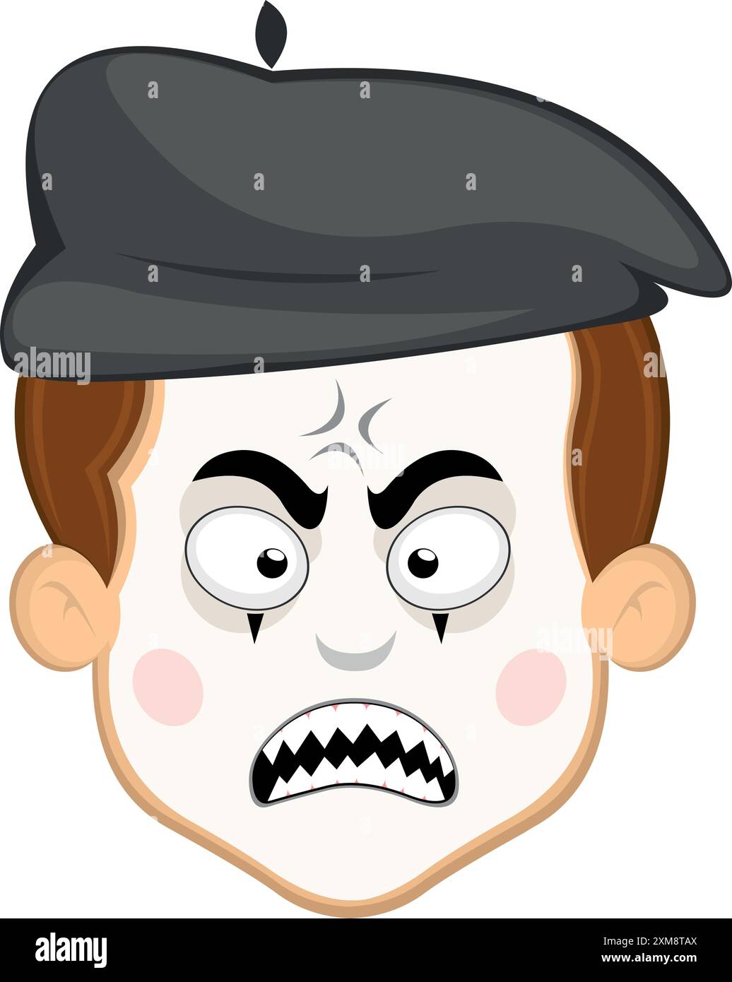 vector illustration face character of street artist mime cartoon, fury ...