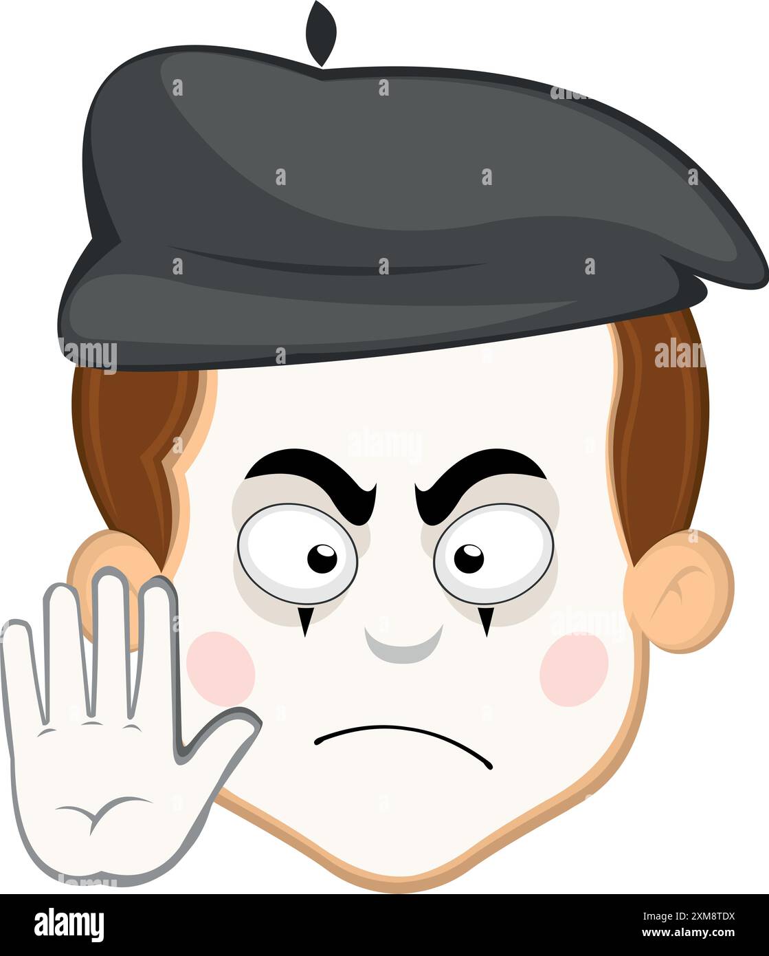 vector illustration face character of street artist mime cartoon, with ...
