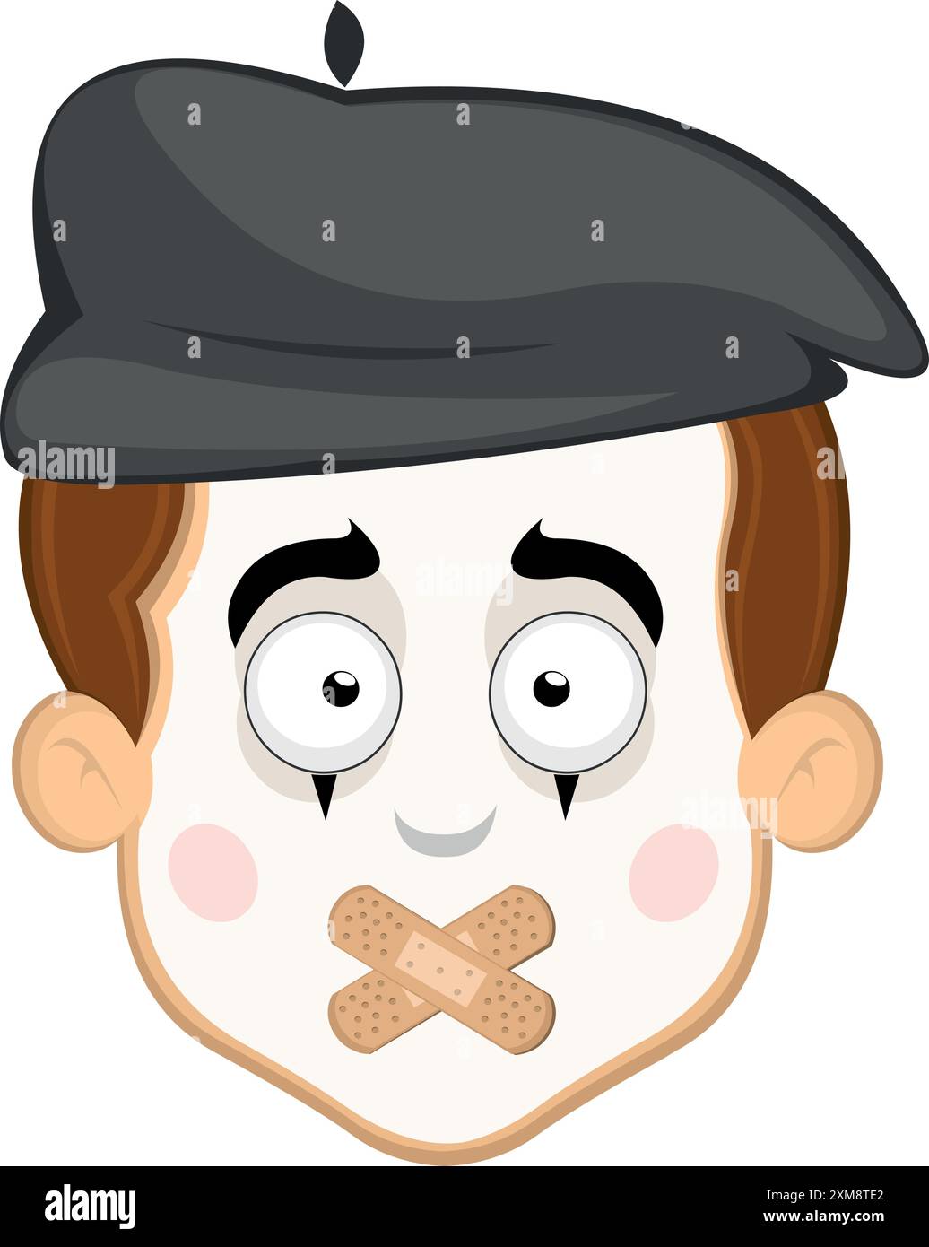 vector illustration face character of street artist mime cartoon, with ...