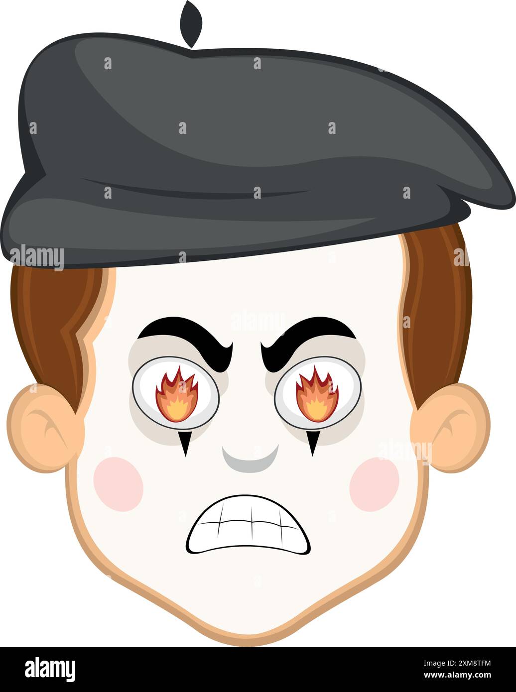 vector illustration face character of street artist mime cartoon, with ...