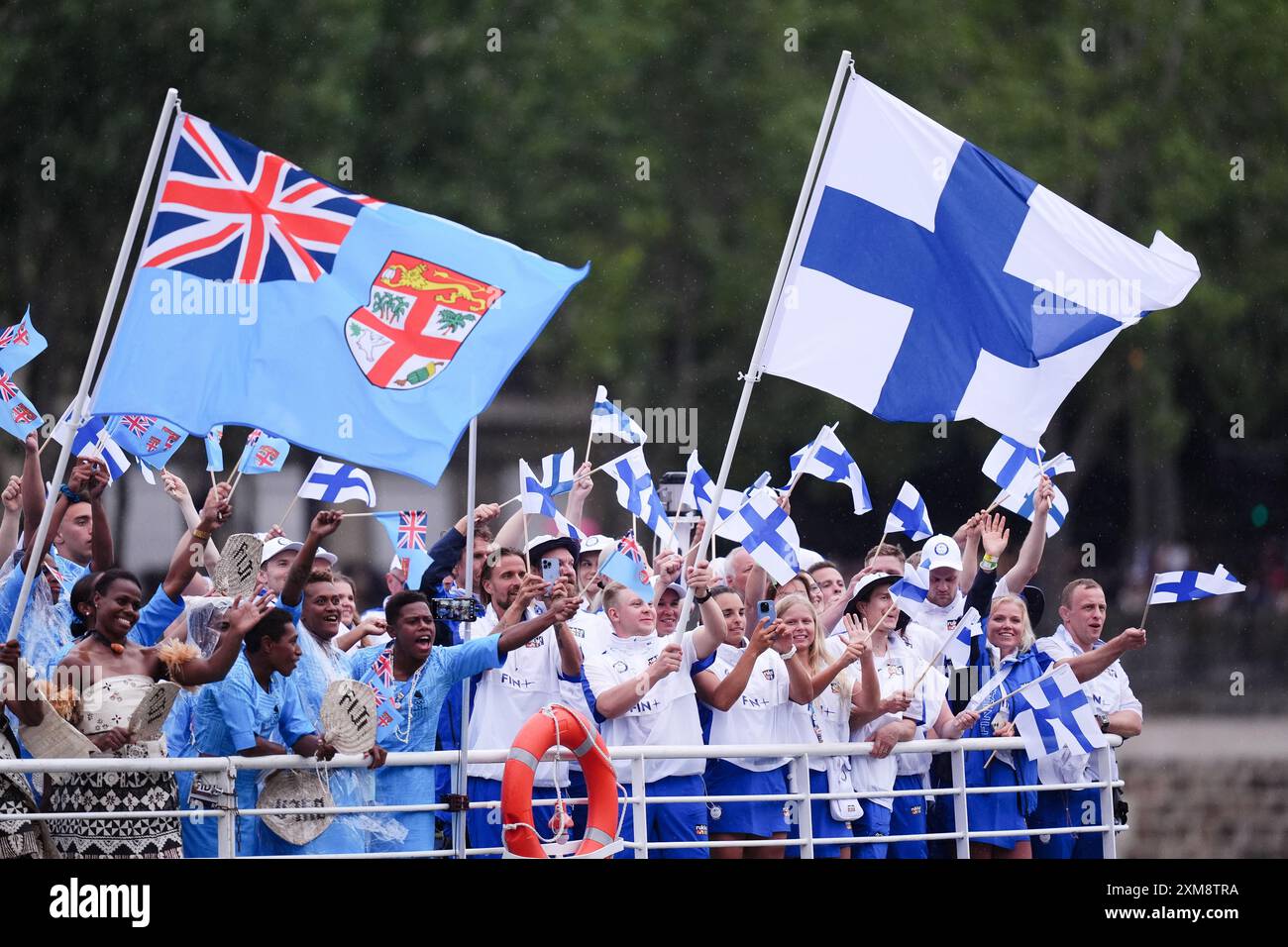 Team Fiji and Finland during the opening ceremony of the Paris 2024 ...
