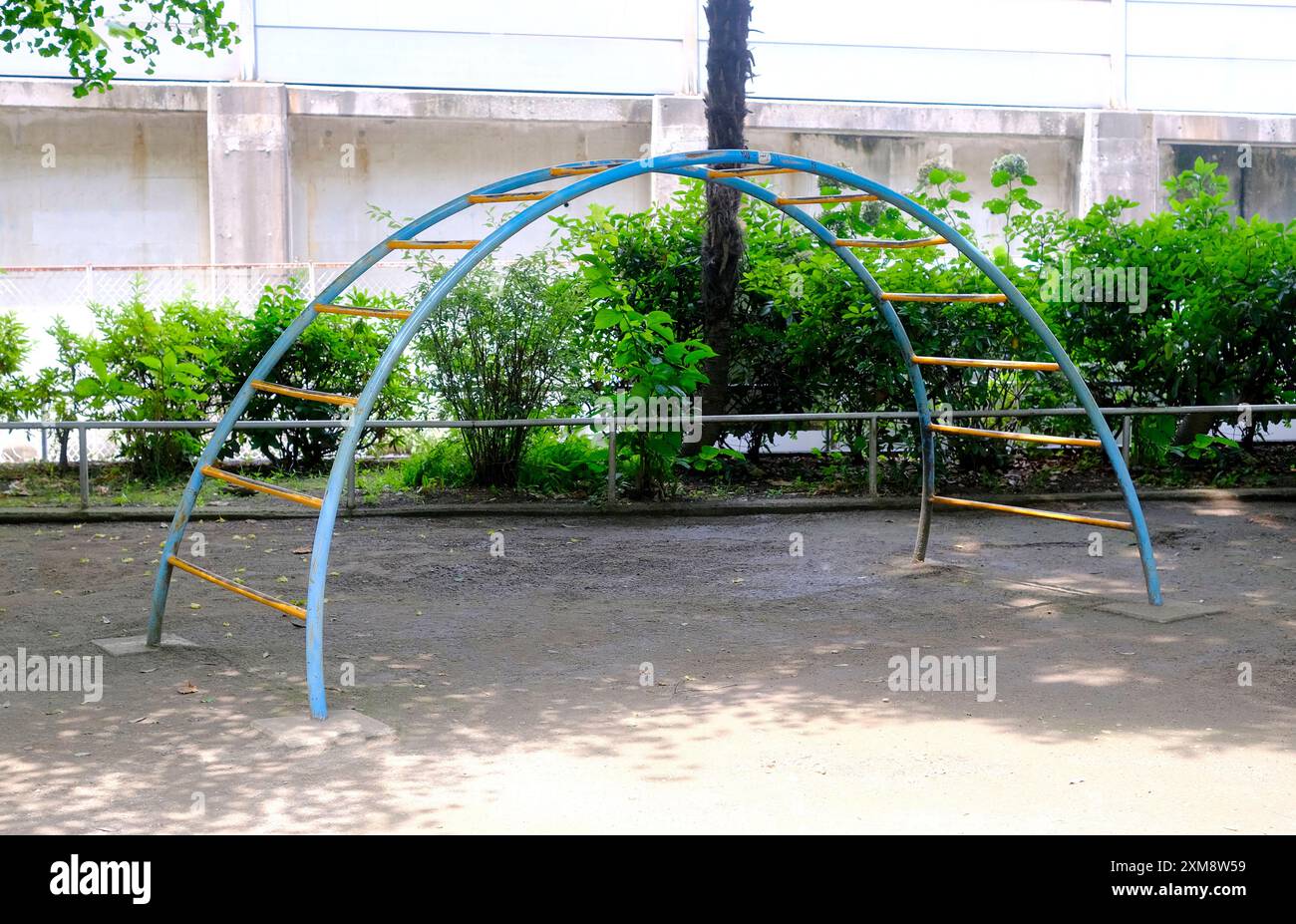 The blue joyful climbing frame for child and kids in Japan playground ...