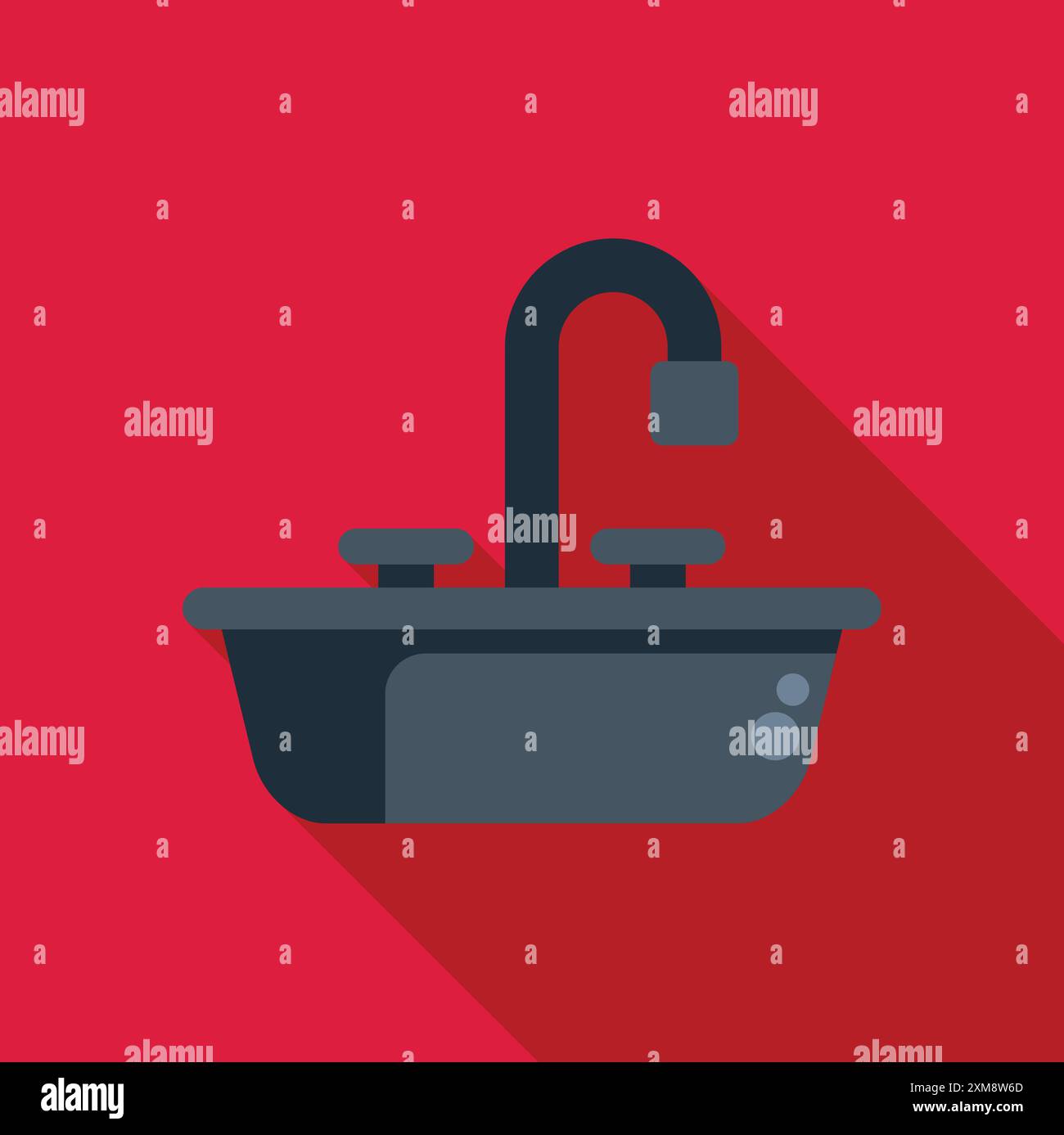 Kitchen sink icon in flat design style illustrating the concept of ...