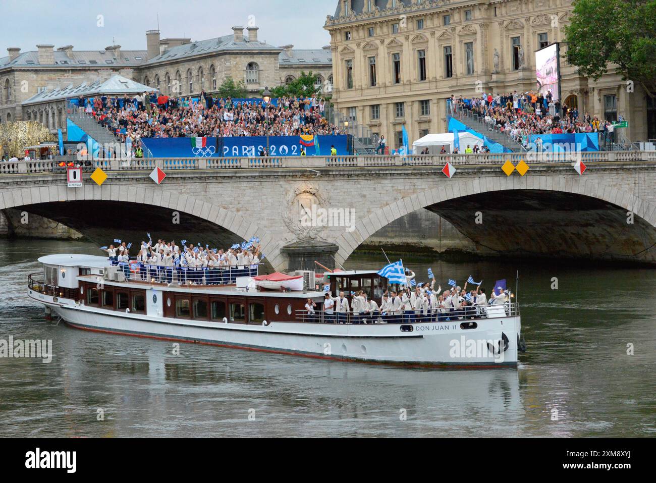 Opening Cerimony run the River Seine, first boat with Greece during ...