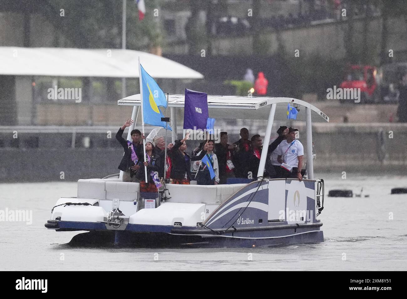 Team Palau during the opening ceremony of the Paris 2024 Olympic Games ...