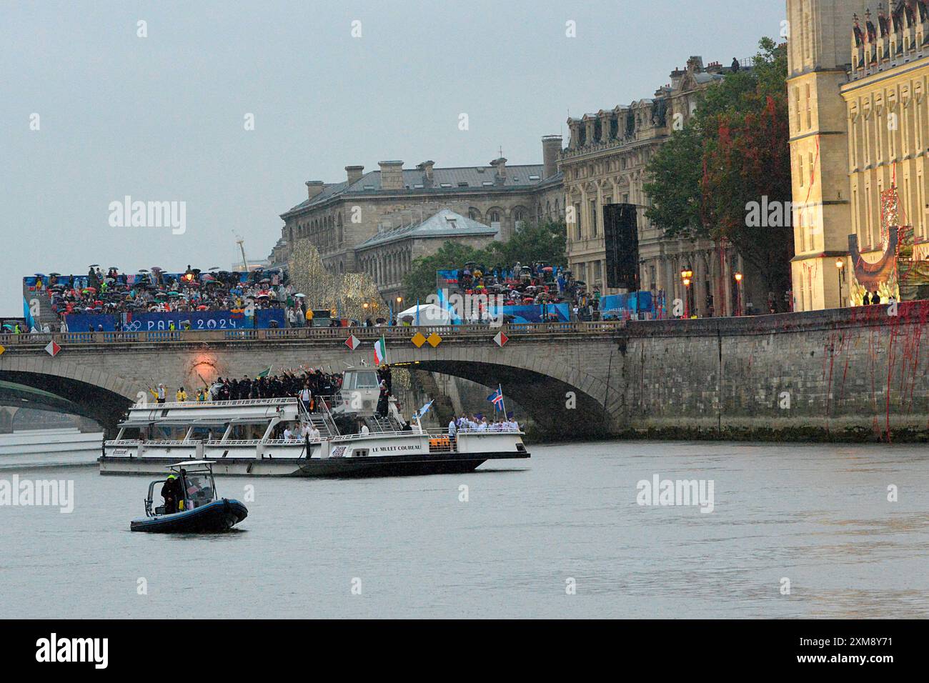 Opening Cerimony run the River Seine Italian boat during Opening ...