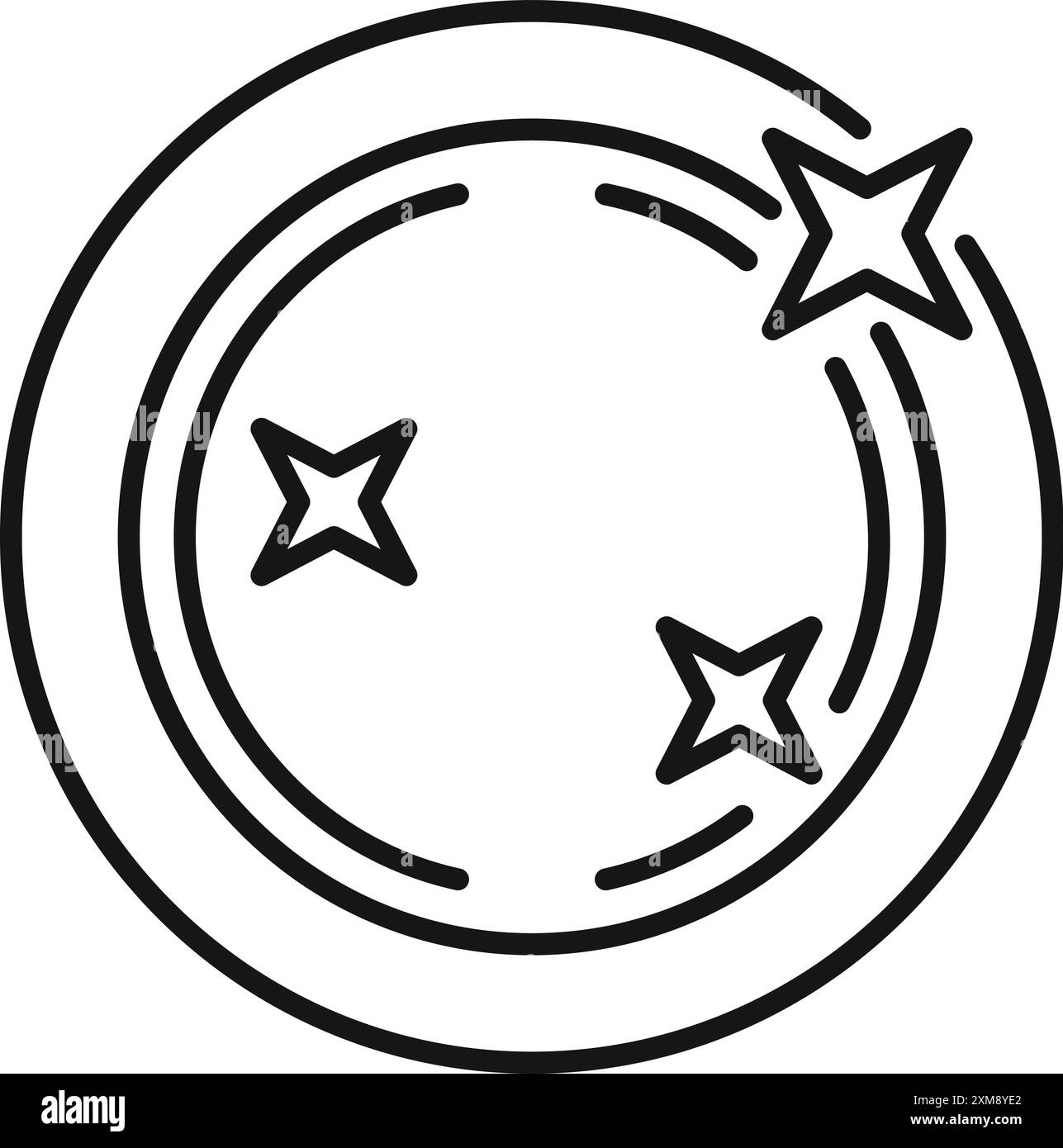Simple icon of a plate with orbiting stars is showing that the plate is ...