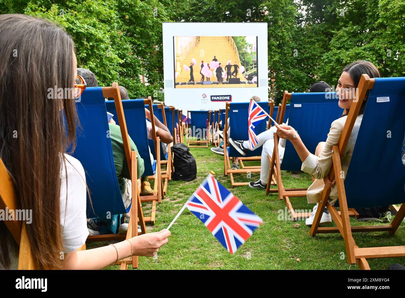 EDITORIAL USE ONLY Fans at Mayfair's official Team GB Fanzone in ...