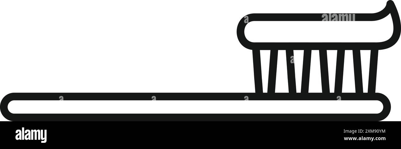 Simple line drawing of a toothbrush with toothpaste, representing oral ...