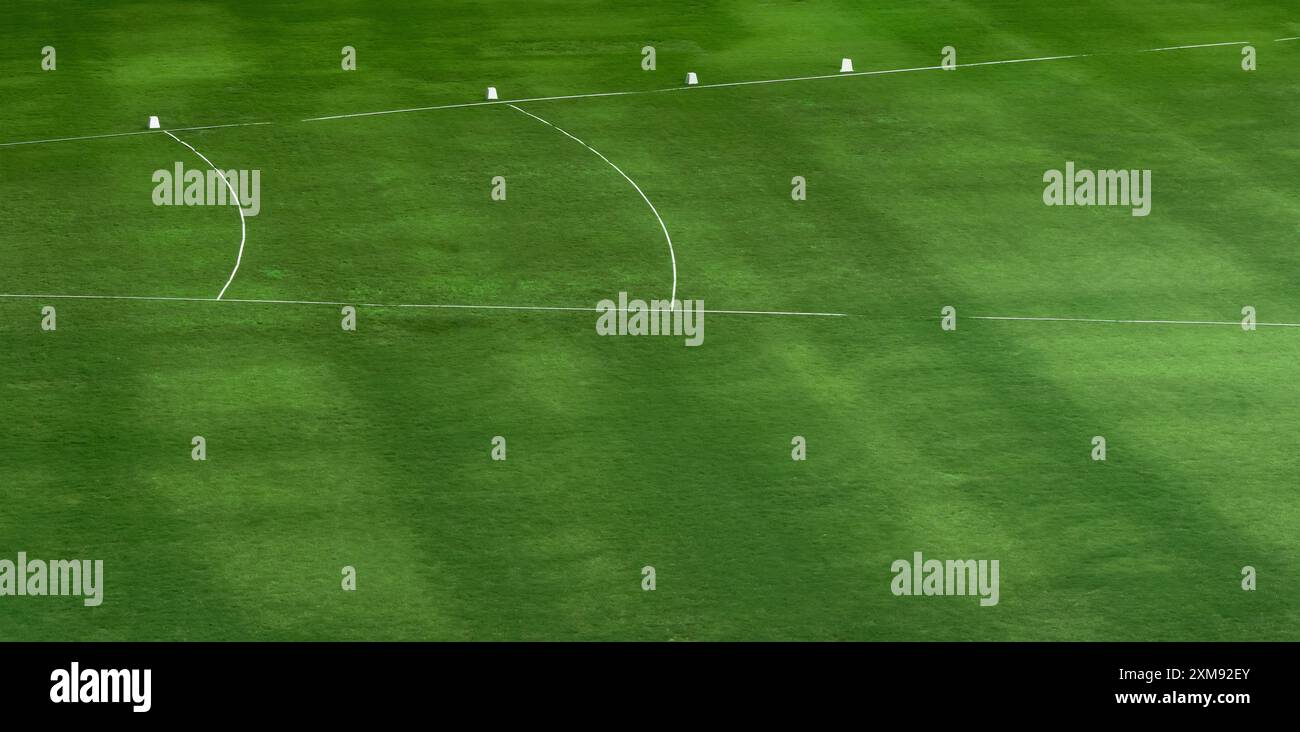 Javelin, discus, ball and hammer throw area in track and field stadium ...