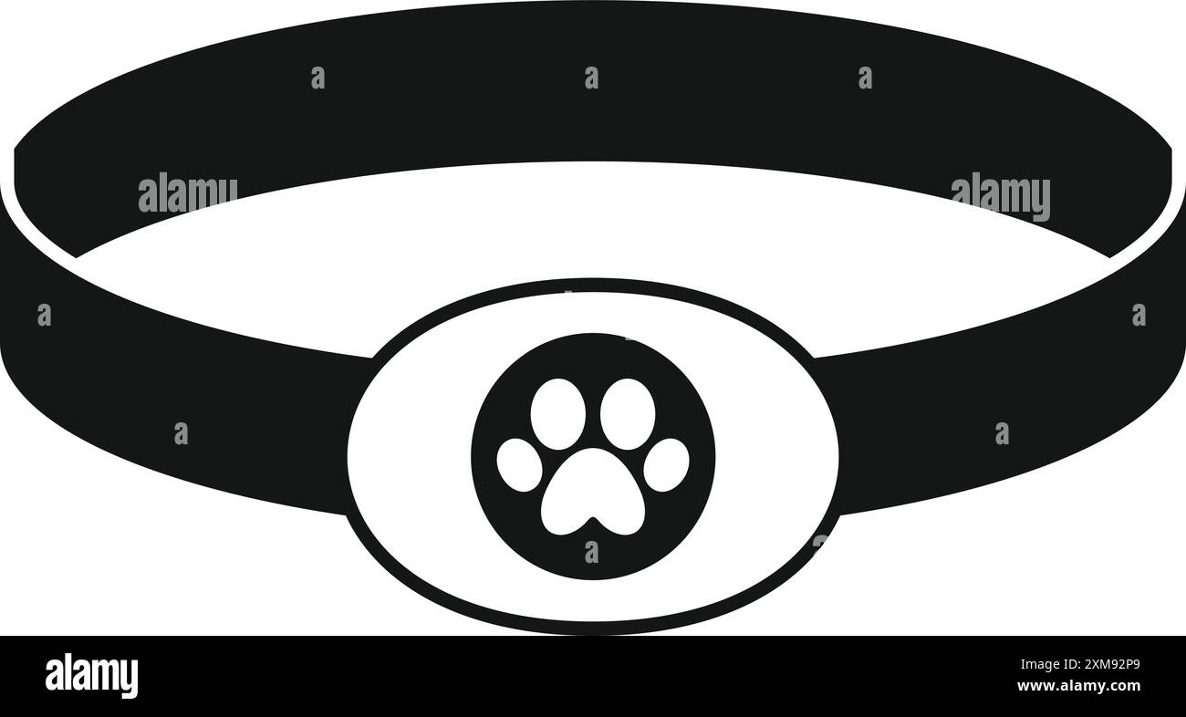 Black simple icon of smart gps pet collar with paw symbol Stock Vector ...