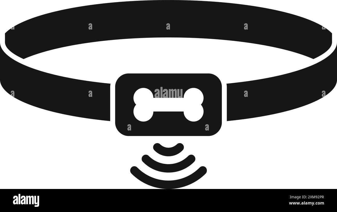 This icon represents a smart dog collar with location tracking Stock ...