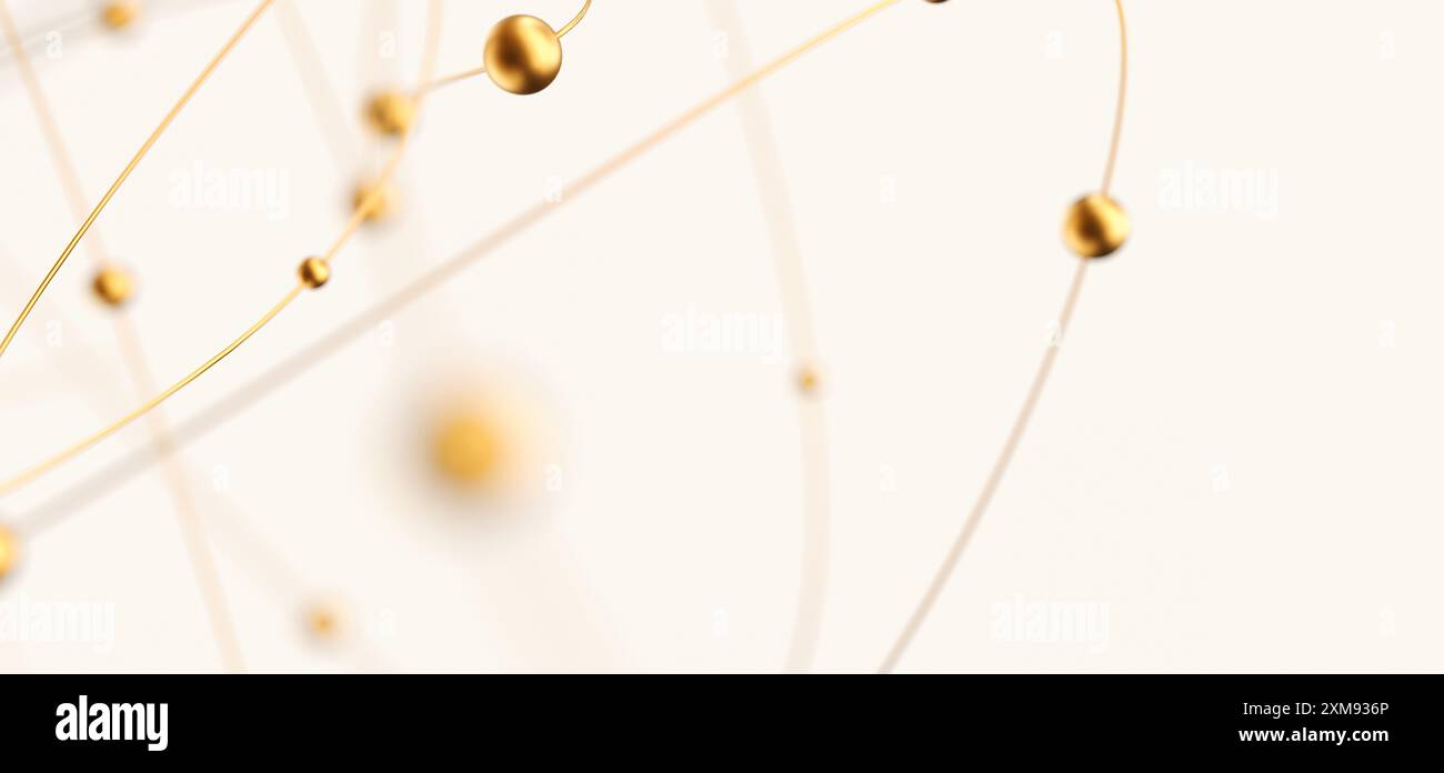 Golden balls on curved wire as in quantum space. Spheres as atoms or ...