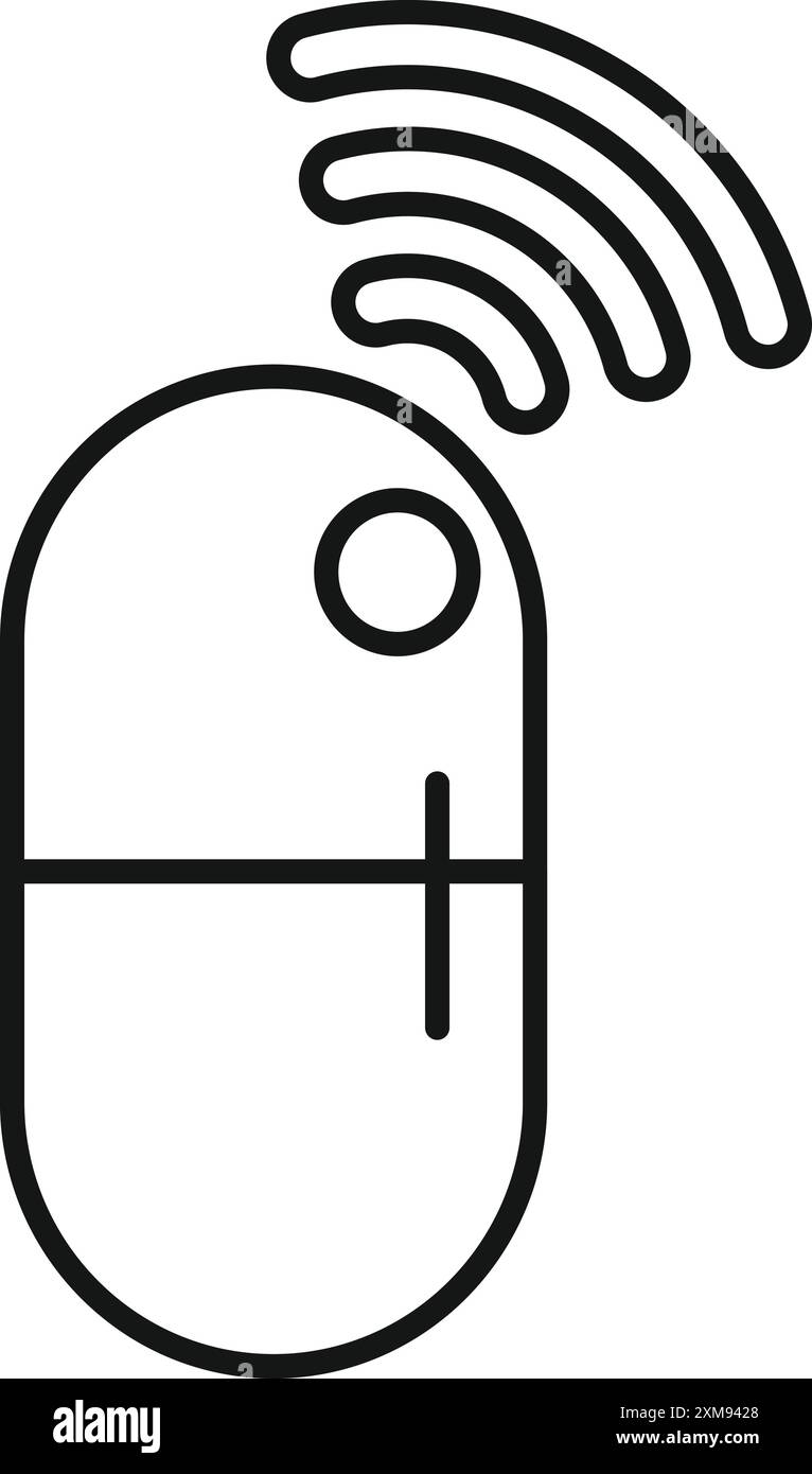 Line art icon of a wireless computer mouse transmitting a signal Stock ...