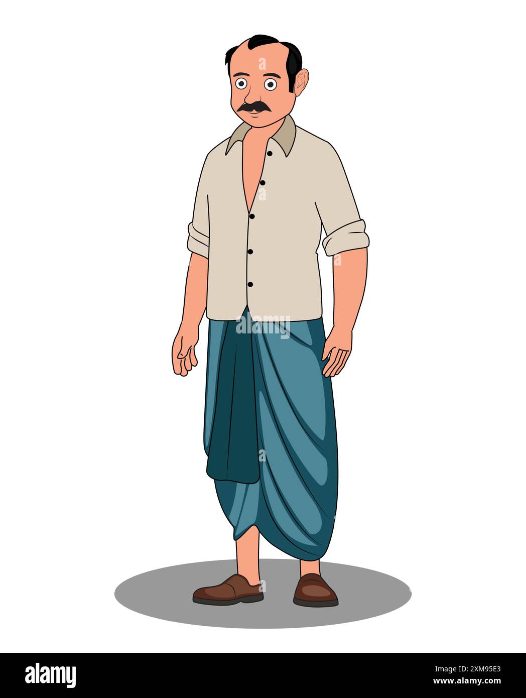 Indian village man three quarter view cartoon character design for 2d ...