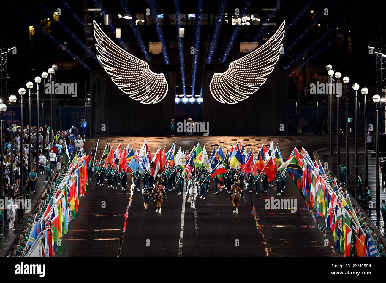 The Horsewoman, wearing the Flag of the International Olympic Committee ...