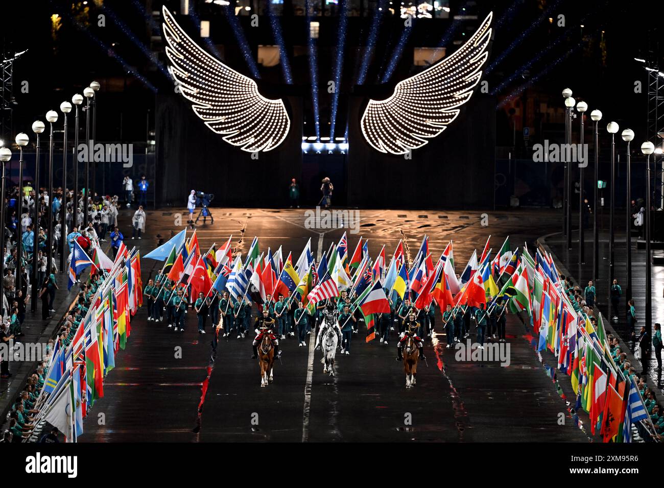The Horsewoman, wearing the Flag of the International Olympic Committee ...
