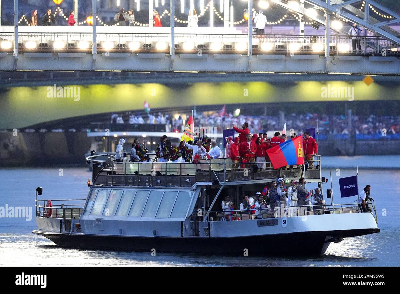 Team Mongolia during the opening ceremony of the Paris 2024 Olympic ...