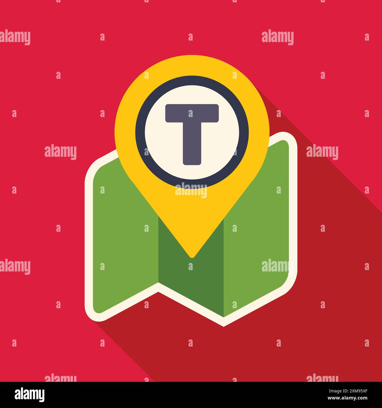 Location pin is pointing a public transportation stop on a map Stock ...