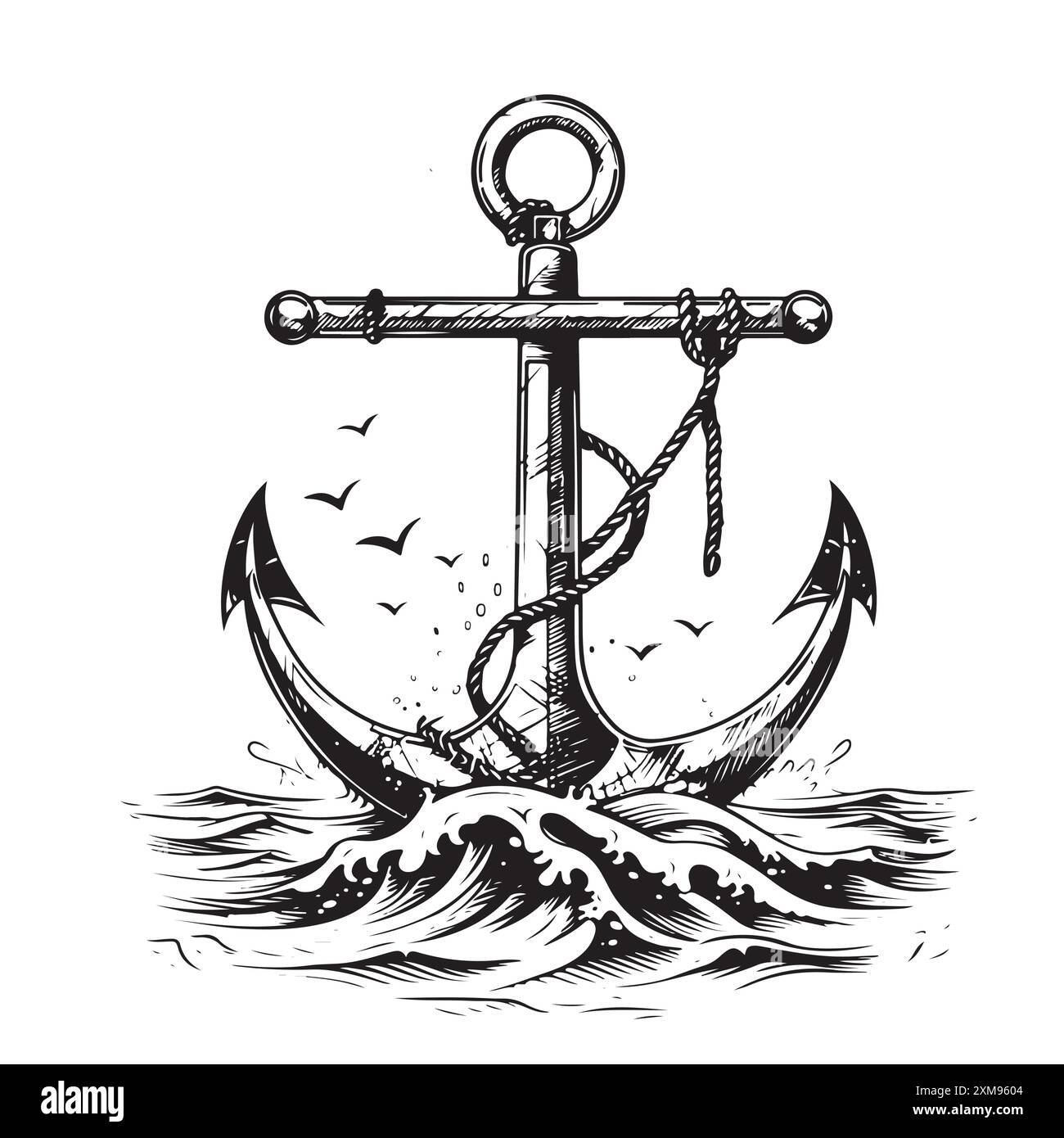 Vector Hand drawn Anchor Icon Isolated. Design Template for Tattoos ...