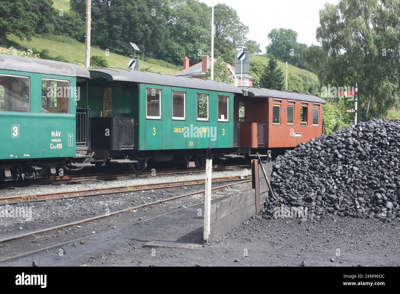 Carriages and coal at the Welshpool and Llanfair Railway, Wales, UK ...