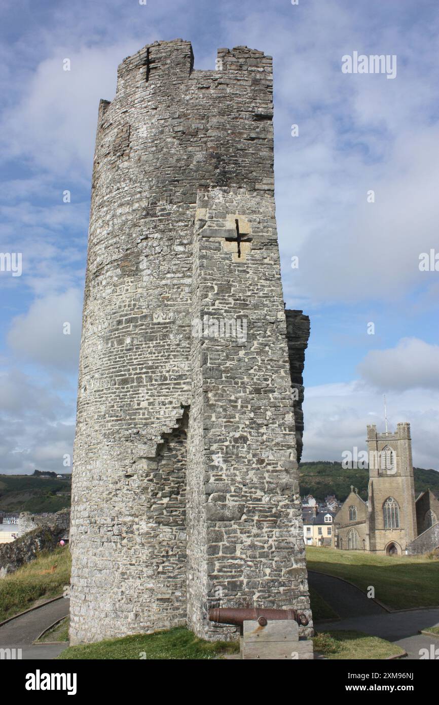 Tower of the castle in the centre of the town of Aberystwyth, Wales, UK ...