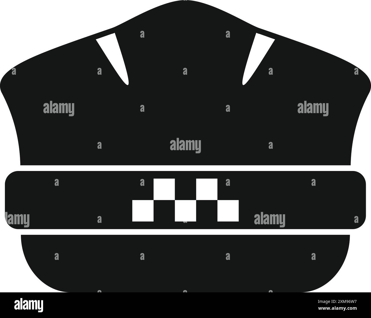 Black taxi driver hat with checkered strip icon in simple style ...