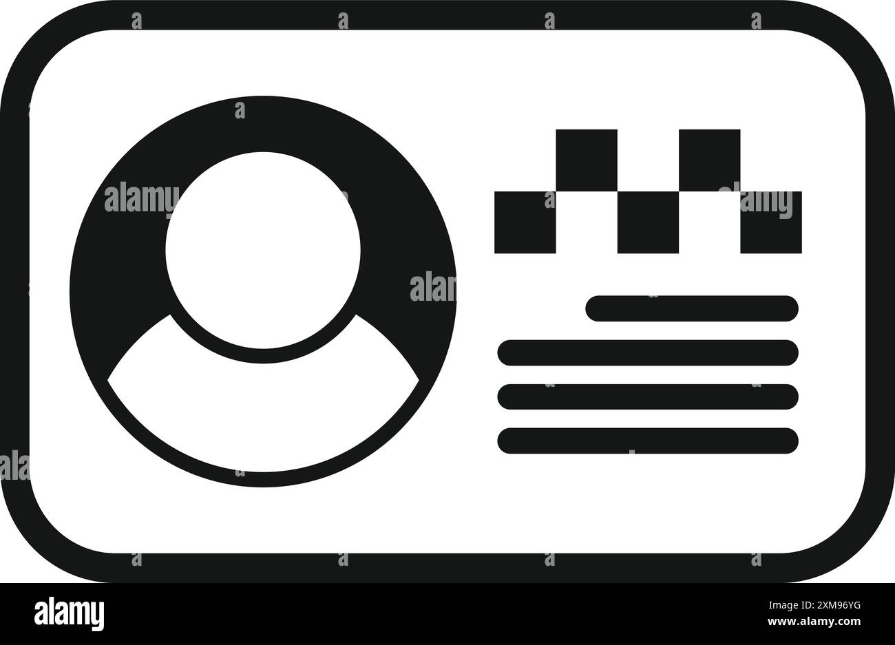 Black and white icon of a taxi driver license featuring a checker ...