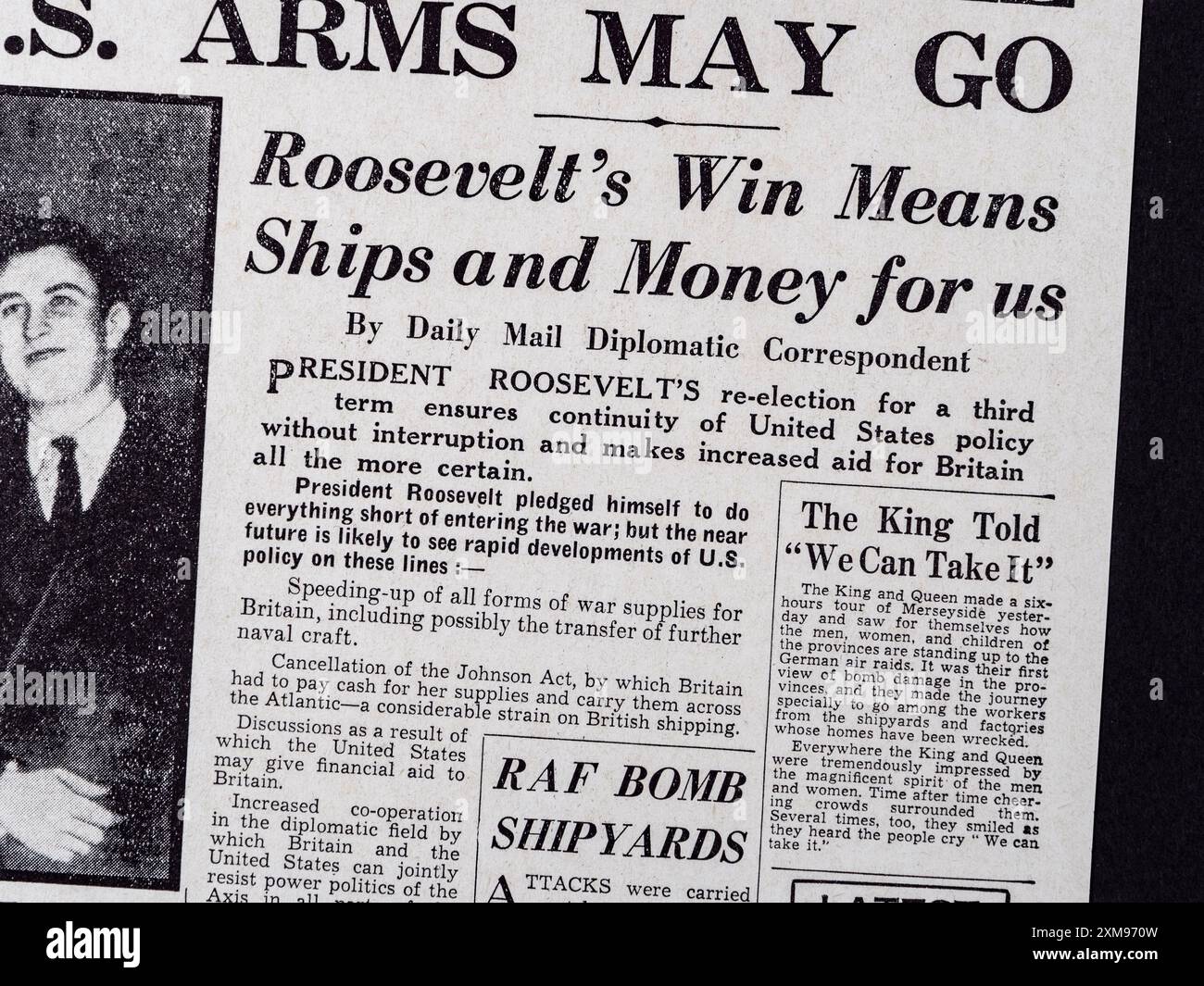 "Roosevelt's win means ships and money for us" in the Daily Mail ...