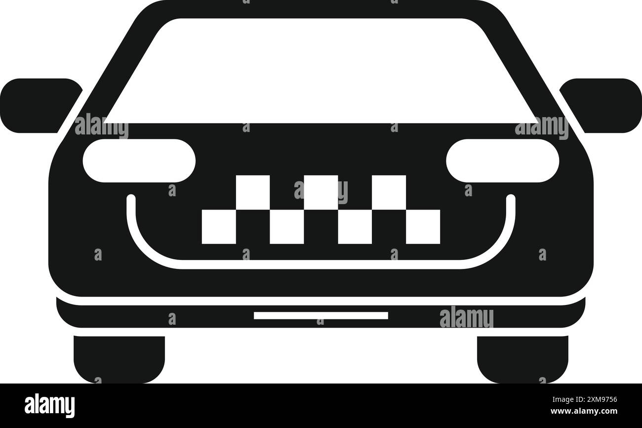 Black and white icon of a checker taxi cab driving in the city Stock ...