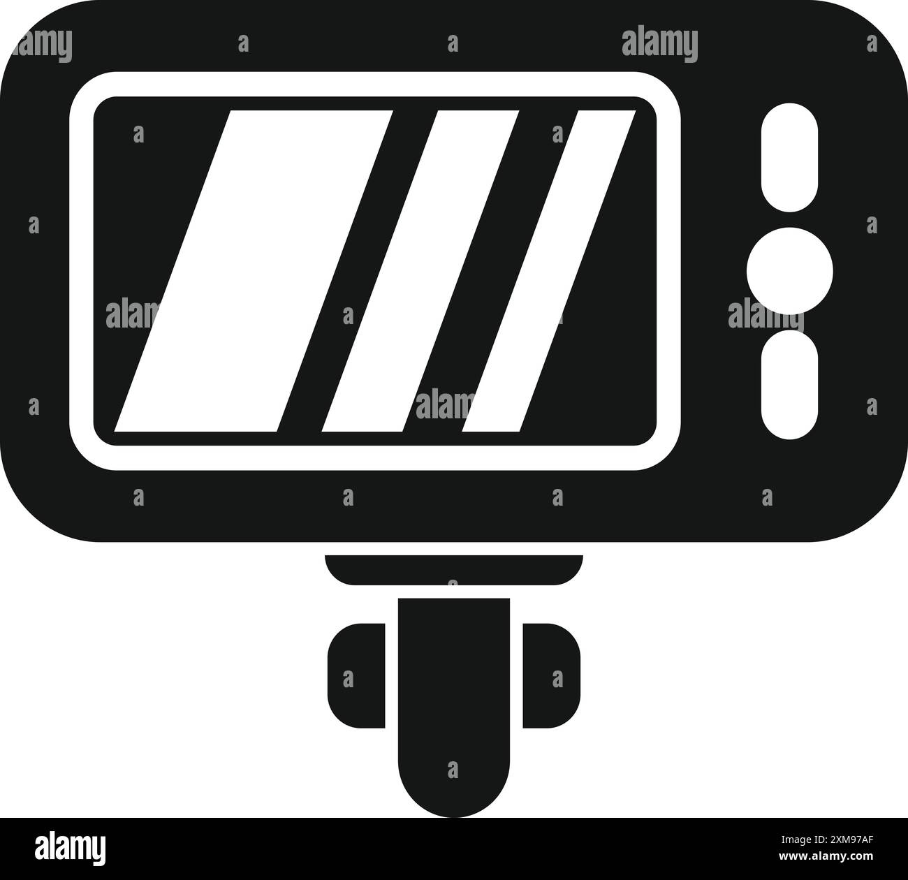Black solid icon of an action camera showing recording display Stock ...