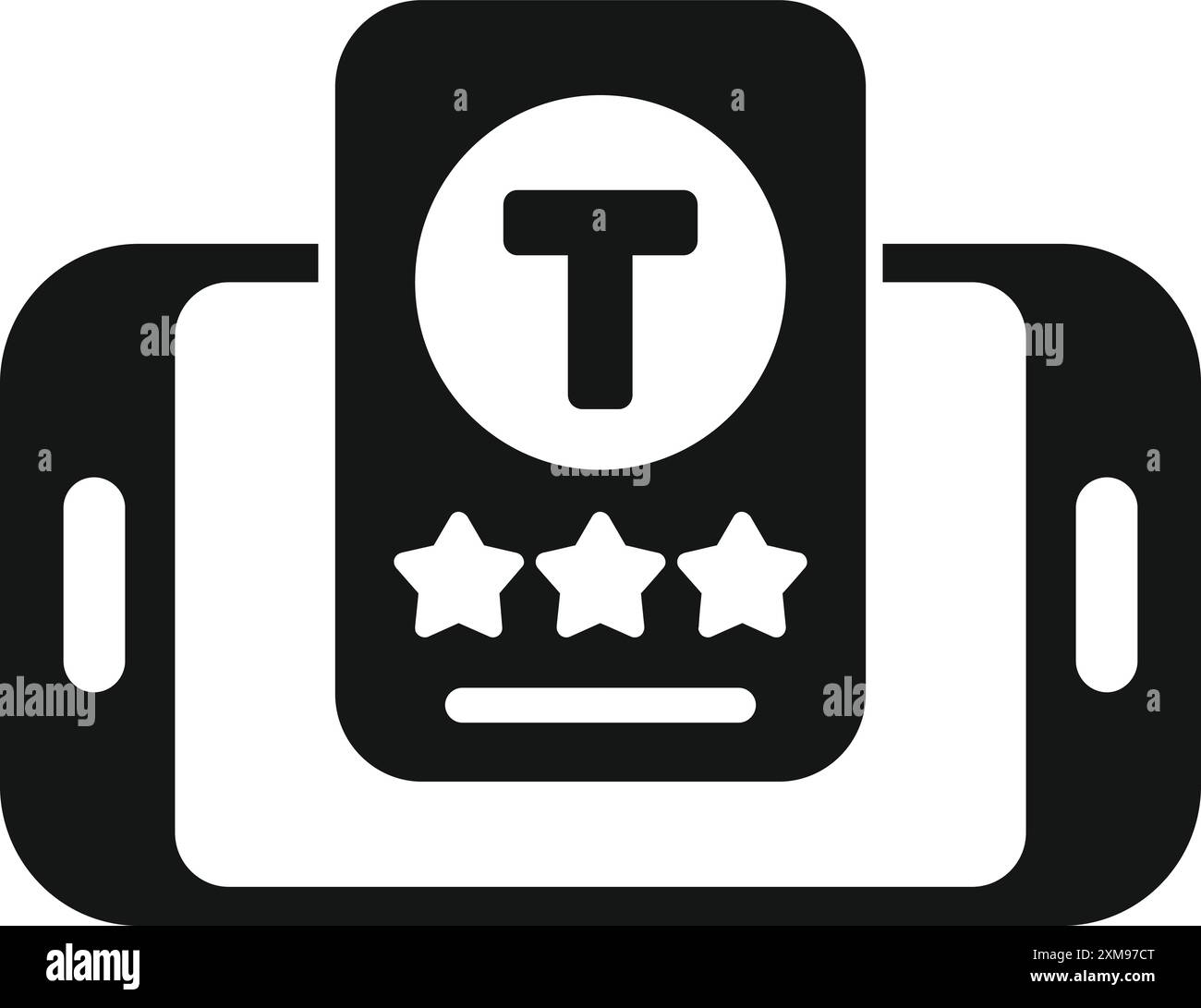 Smartphone showing taxi app interface with five star rating, concept of ...