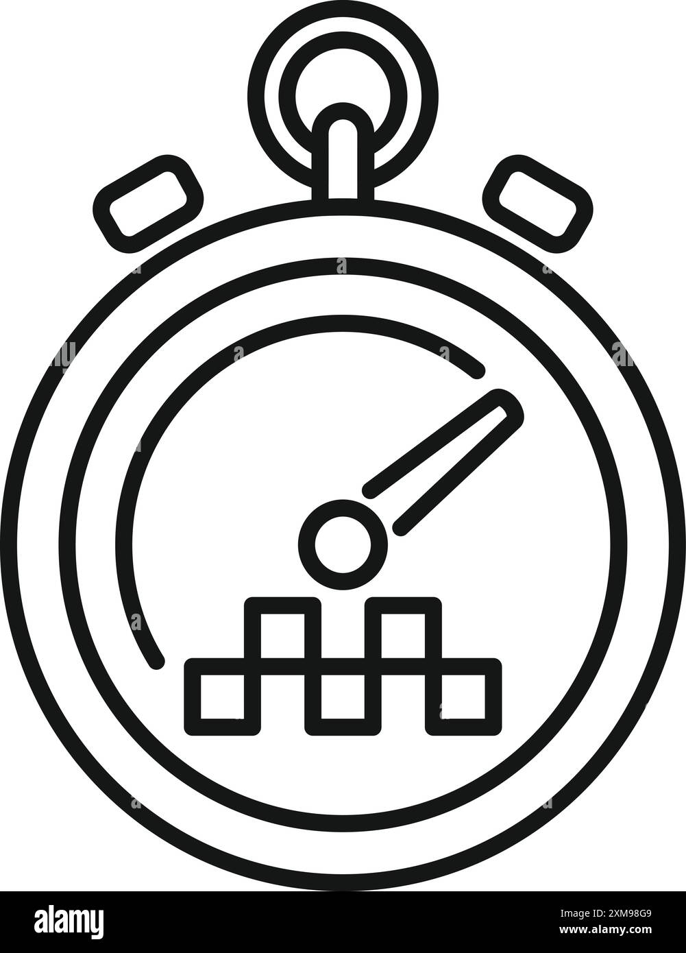 Simple line icon of a stopwatch with its hand moving and a bar chart ...