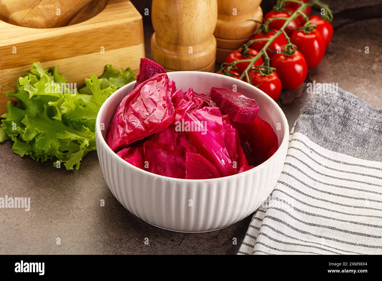 Red pickled cabbage with beetroot Sauerkraut Stock Photo - Alamy