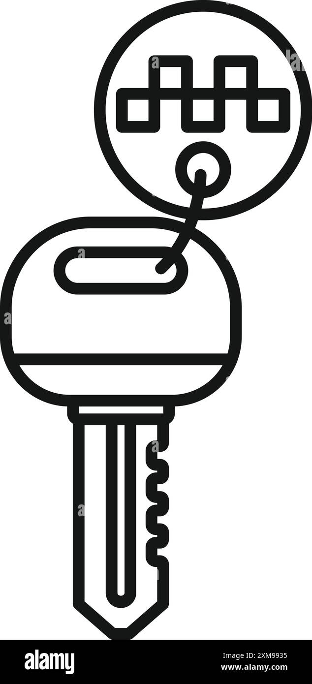 Line drawing of a car key featuring a gearshift symbol on the keyring ...